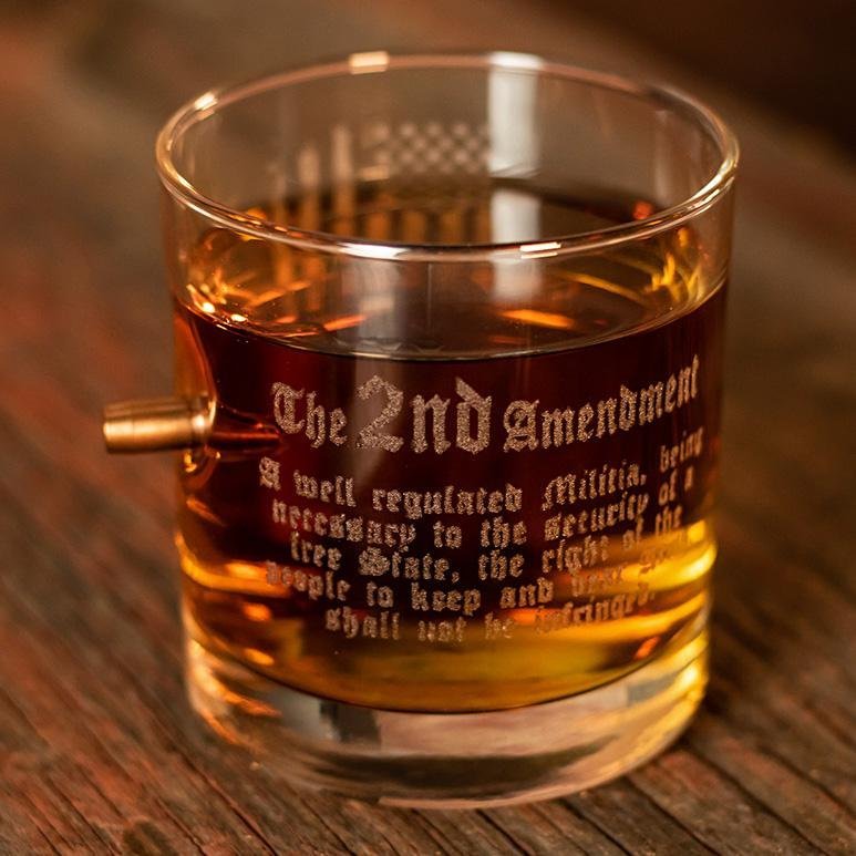 2nd Amendment Glasses – Bullet-Embedded Whiskey, Pint, and Decanter Set ...