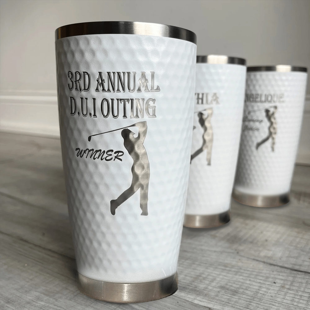 Golf Outing Gift Custom Dimpled Tumbler With Tournament Name - Groovy ...