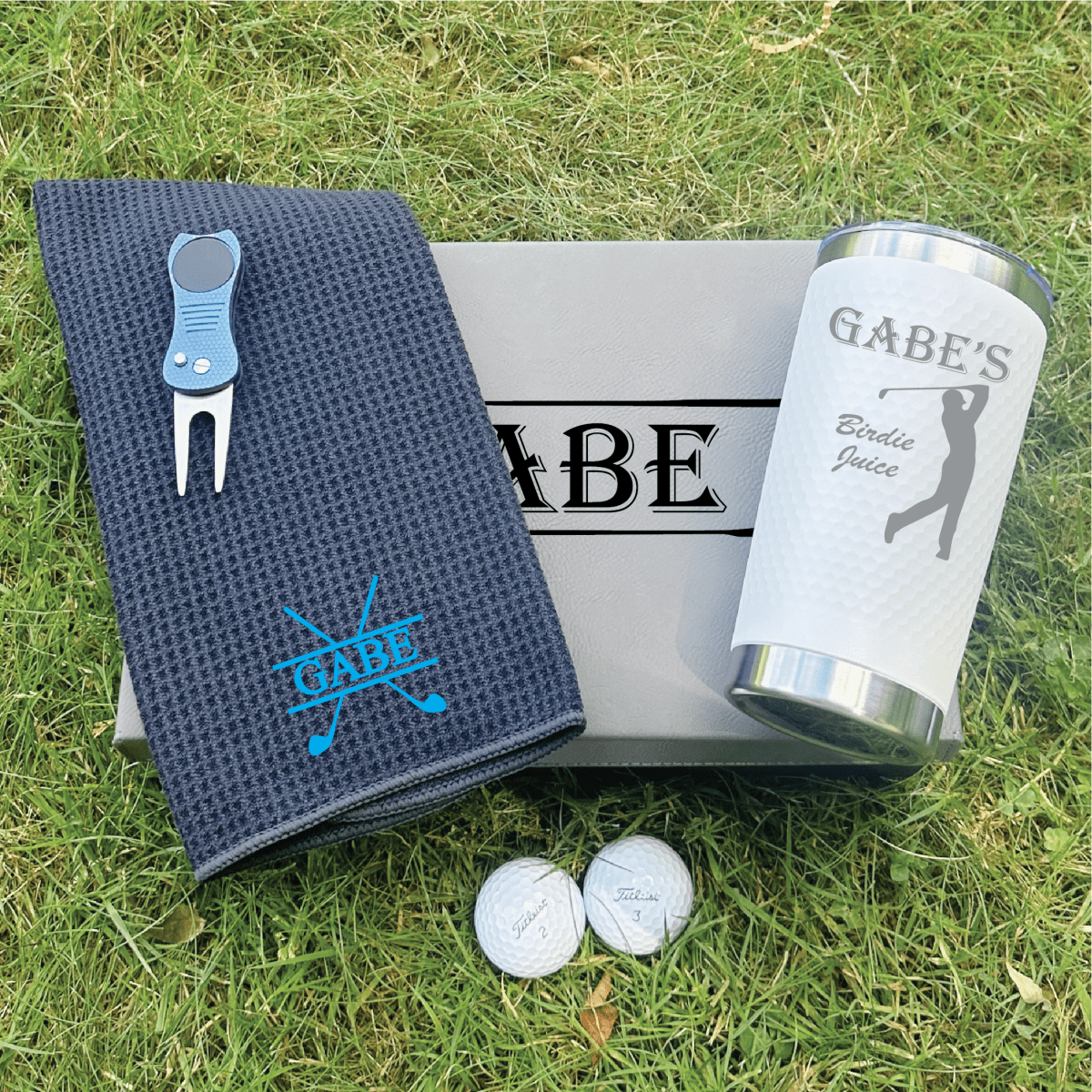 Personalized Golf Gift Box Set - Custom Towel, Tumbler & Divot Tool in ...