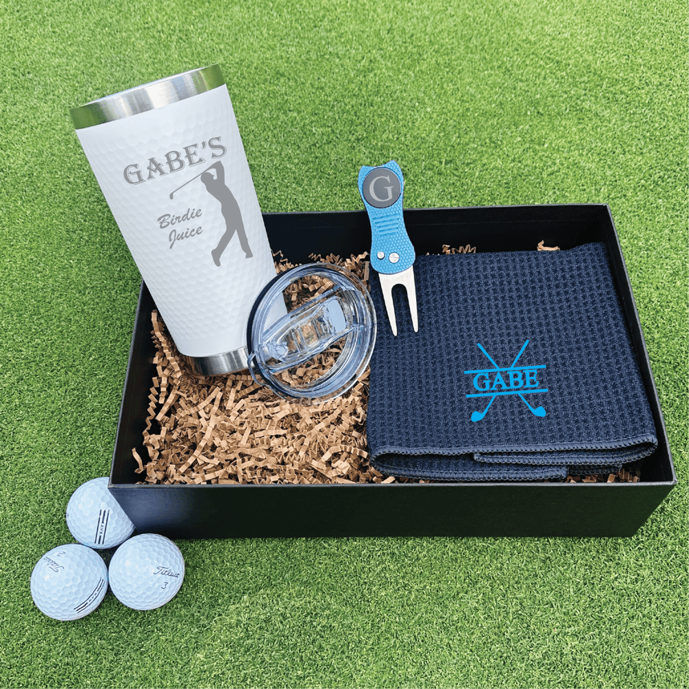 Personalized Golf Gift Box Set - Custom Towel, Tumbler & Divot Tool in ...