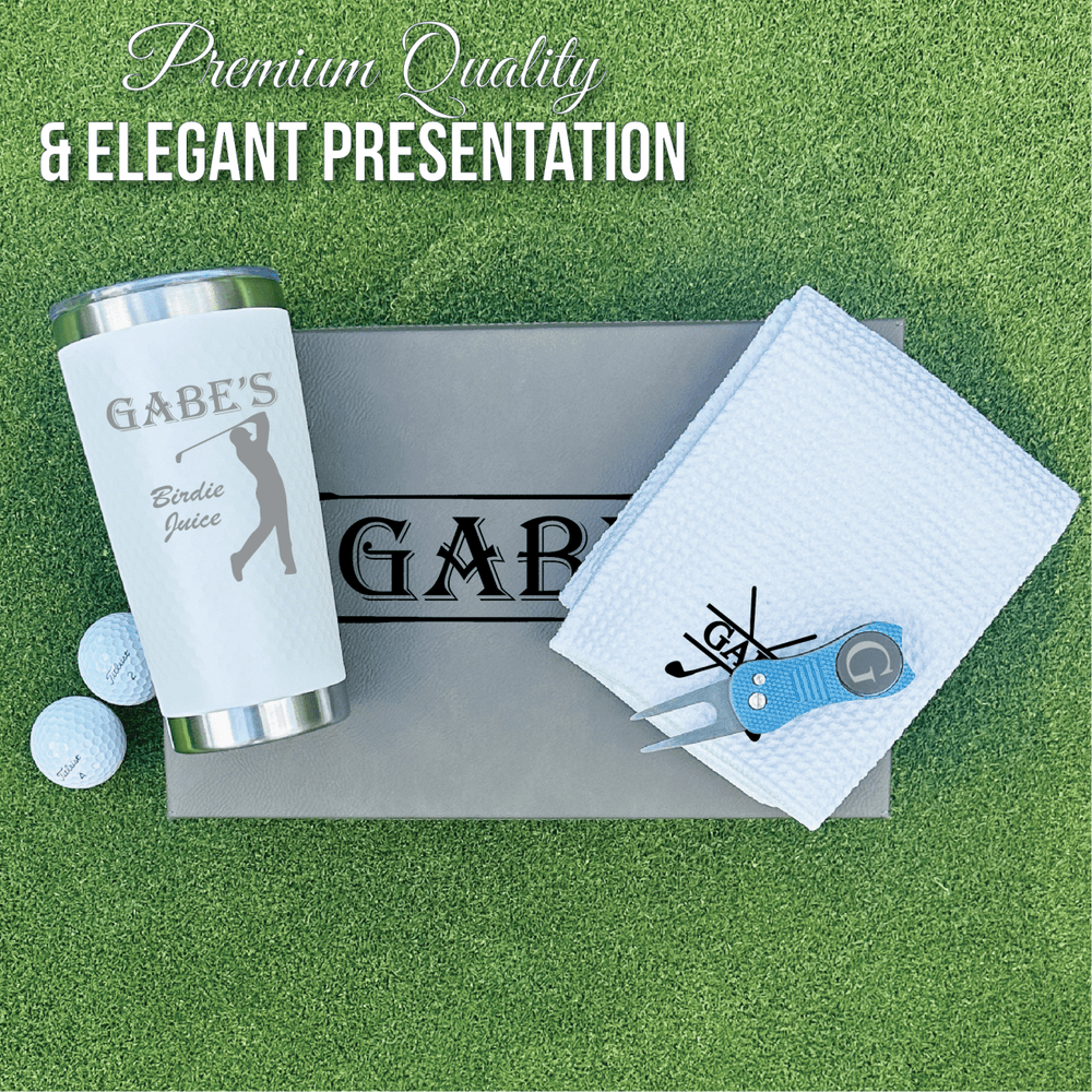 Personalized Golf Gift Box Set - Custom Towel, Tumbler & Divot Tool in ...