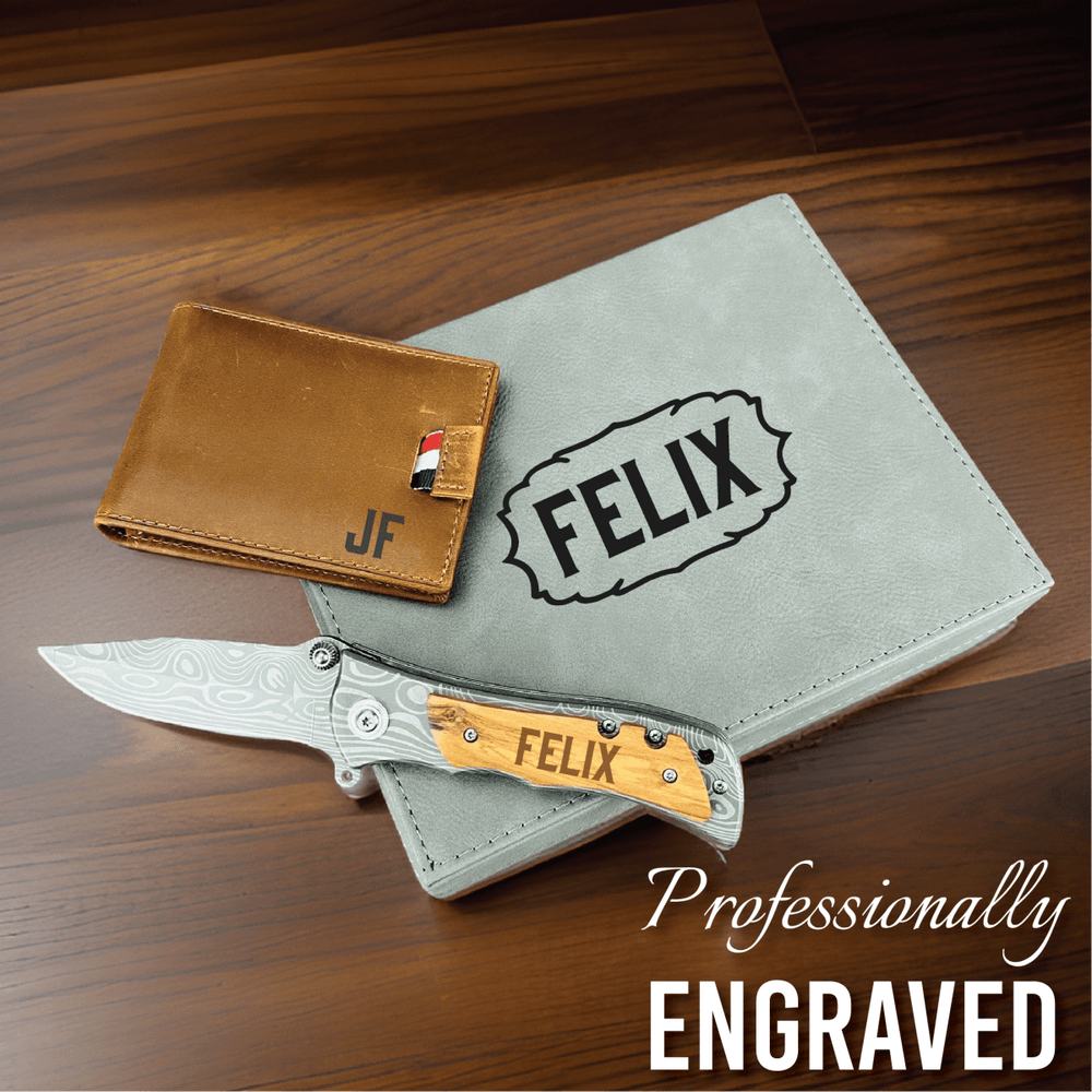 Knife and Wallet Gift Box - Personalized Gift Set for Men - Groovy Guy ...