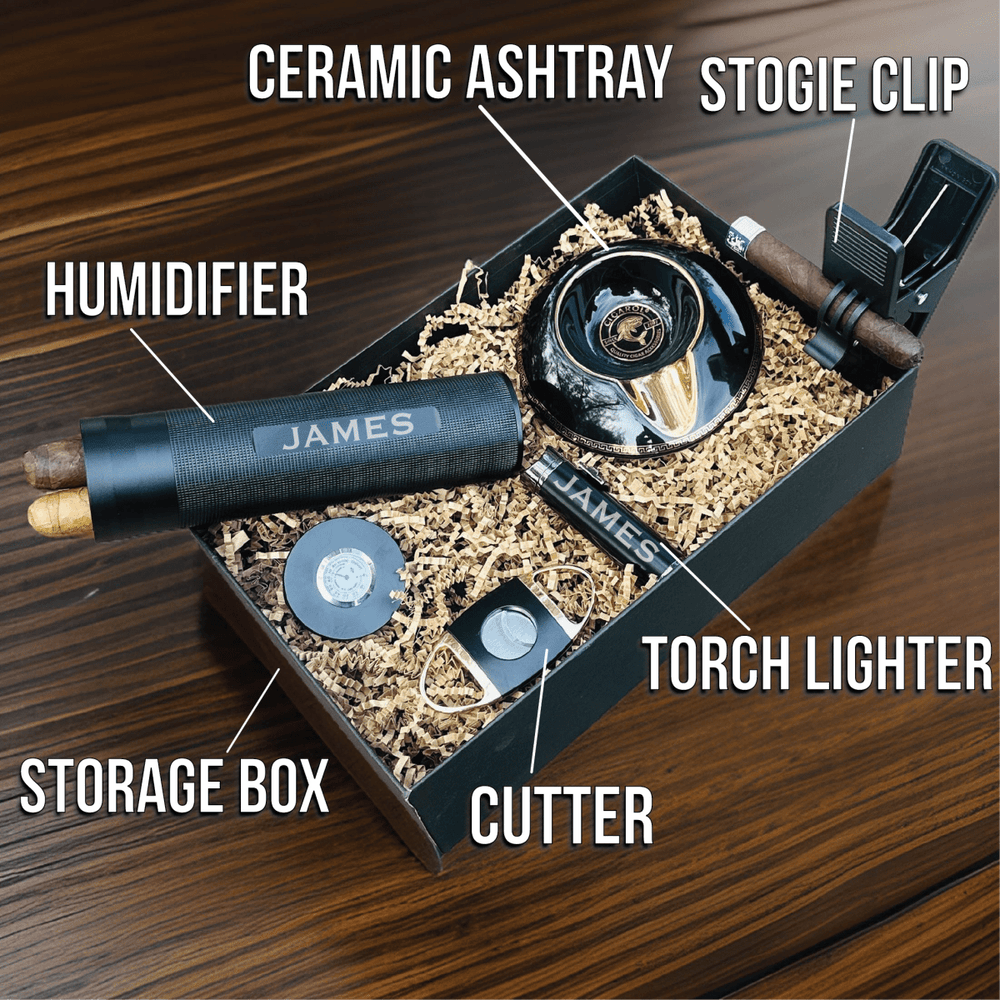 Deluxe Cigar Gift Set - Personalized, Complete Kit for Cigar Lovers ...