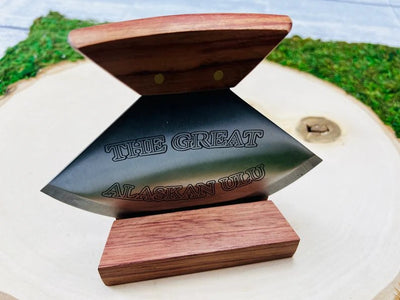 Alaskan Ulu Knife & Stand - Groovy Guy Gifts
