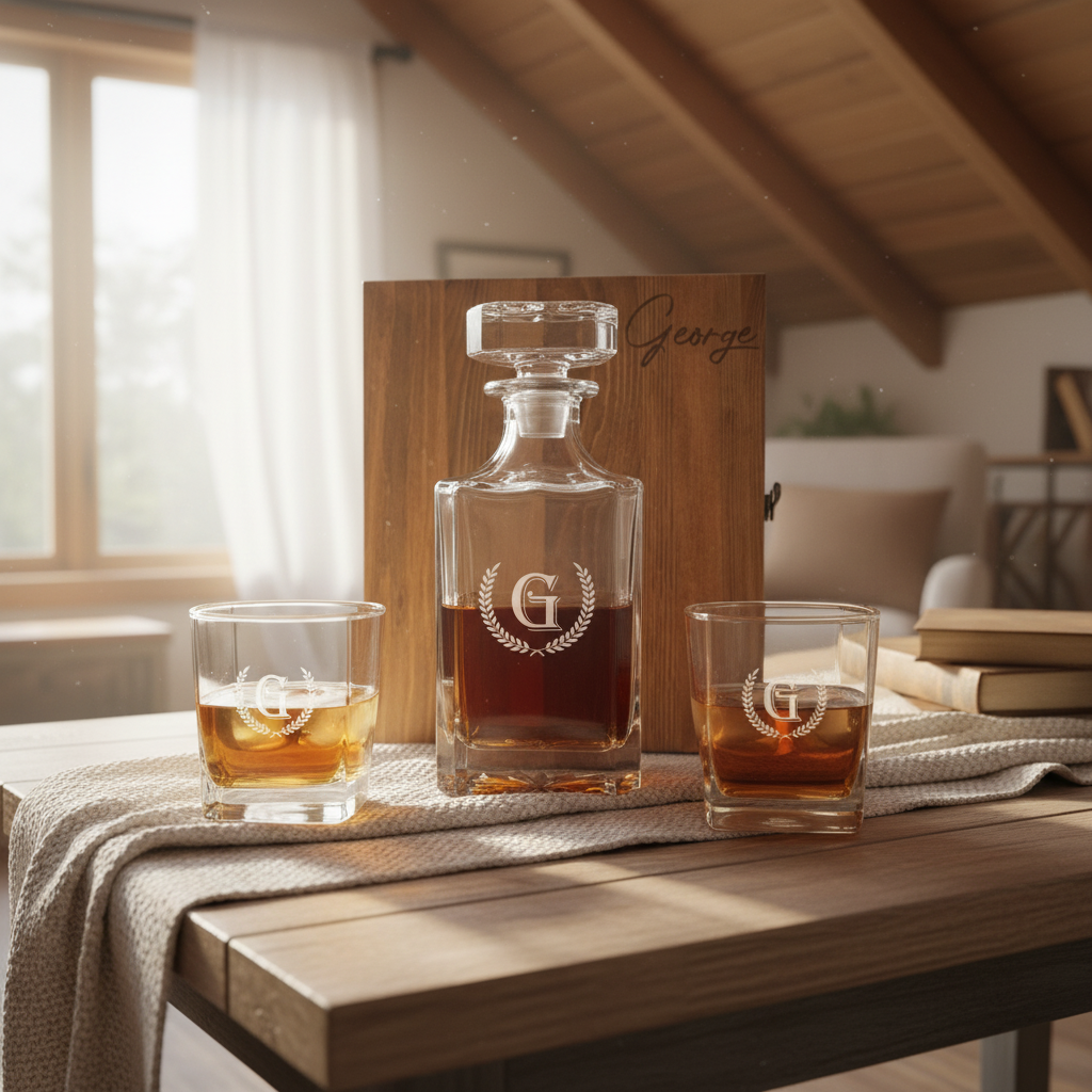 Heritage Reserve Personalized Decanter Box Set - Engraved Whiskey Gift ...