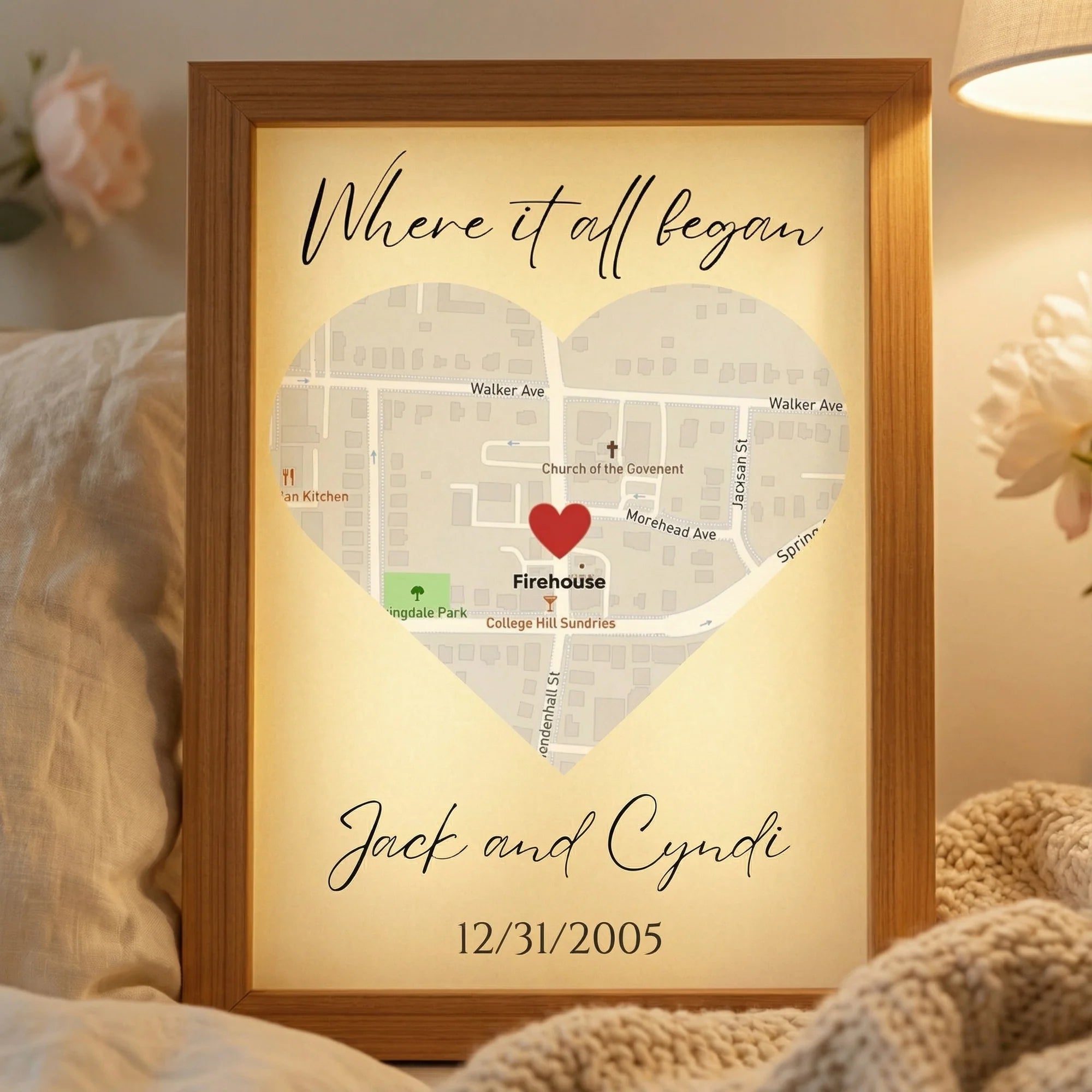 Love Map Light-Up Memory - Personalized LED Where We Met Map Gift ...