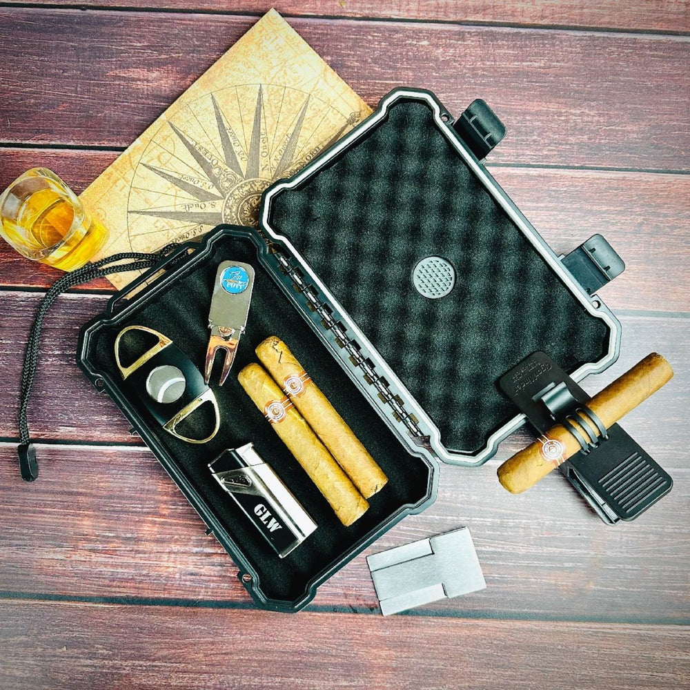 Golf & Cigar Gift Set - Personalized Cigar Case, Lighter & Clip for ...