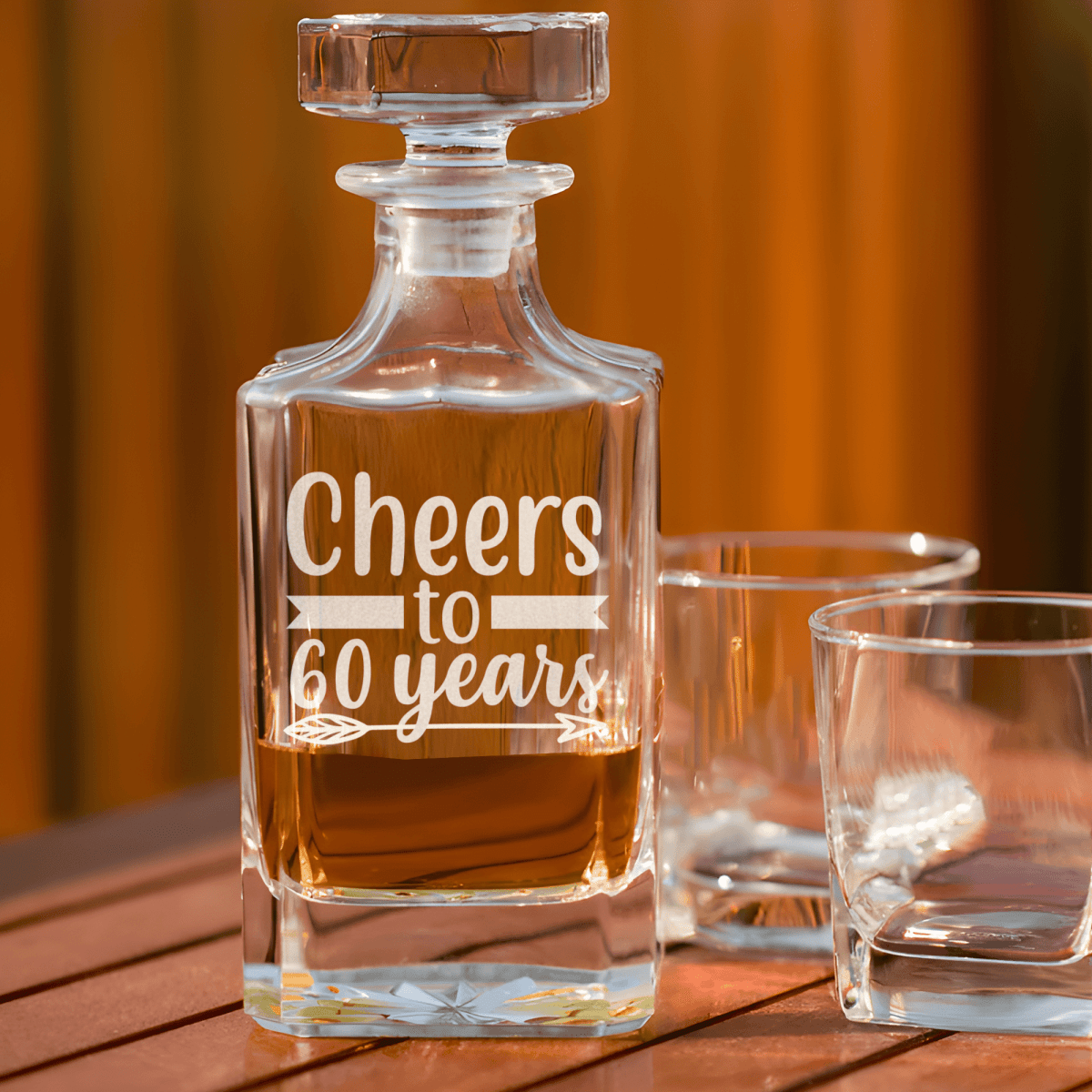 Birthday Whiskey Decanter With Cheers To Sixty Arrow Design - Groovy ...