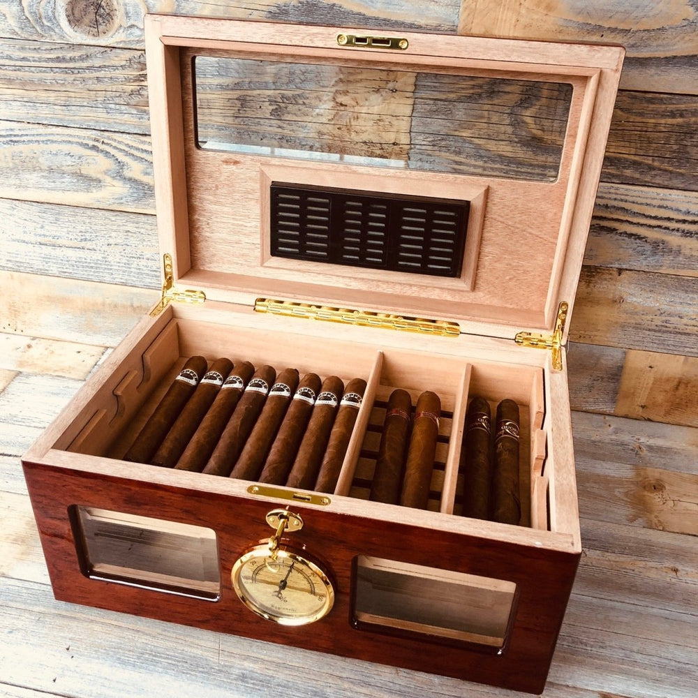 Custom Humidor Set with Cutter and Cigar Stand - Groovy Guy Gifts
