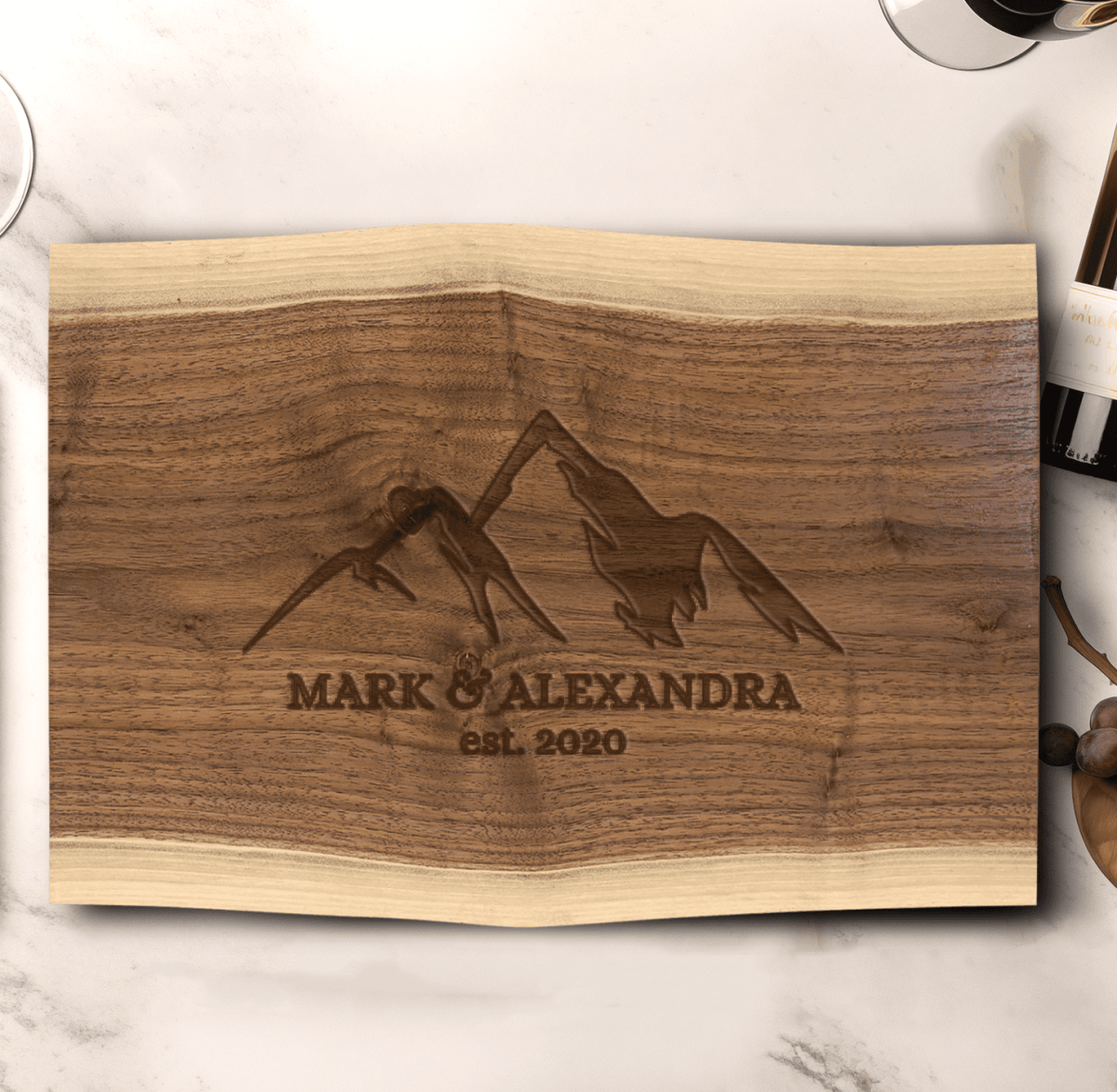 Anniversary Walnut Cutting Board With Romantic Rondezvous Design ...