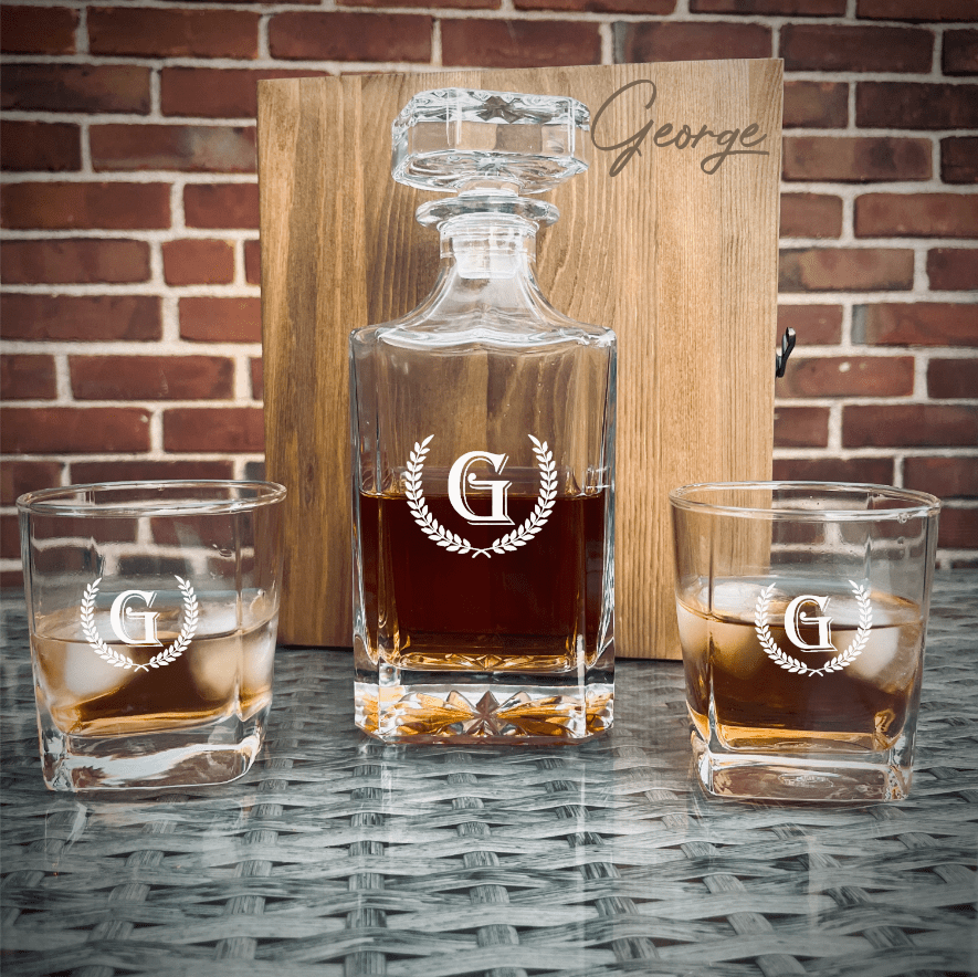 Personalized Decanter Set with Box – Custom Whiskey Gift - Groovy Guy Gifts