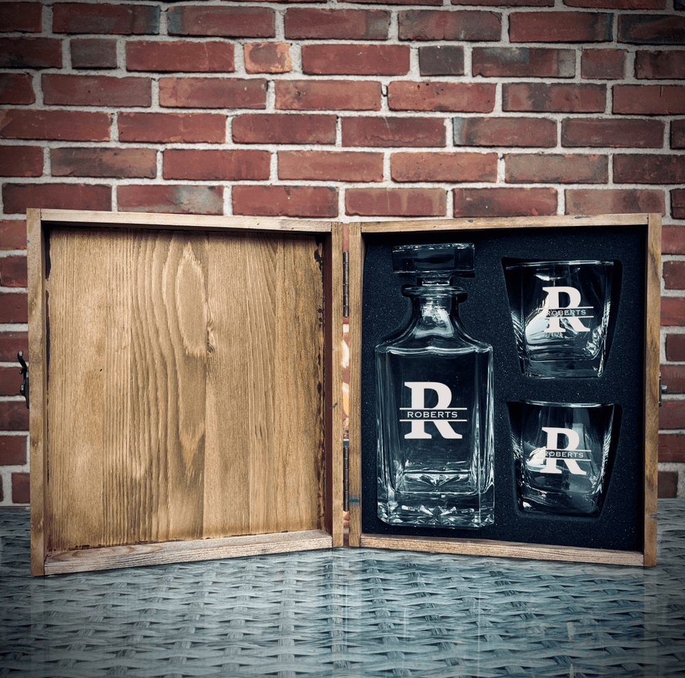 Personalized Decanter Set with Box – Custom Whiskey Gift - Groovy Guy Gifts