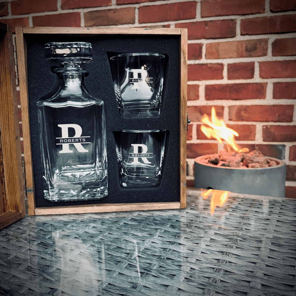 Personalized Decanter Set with Box – Custom Whiskey Gift - Groovy Guy Gifts