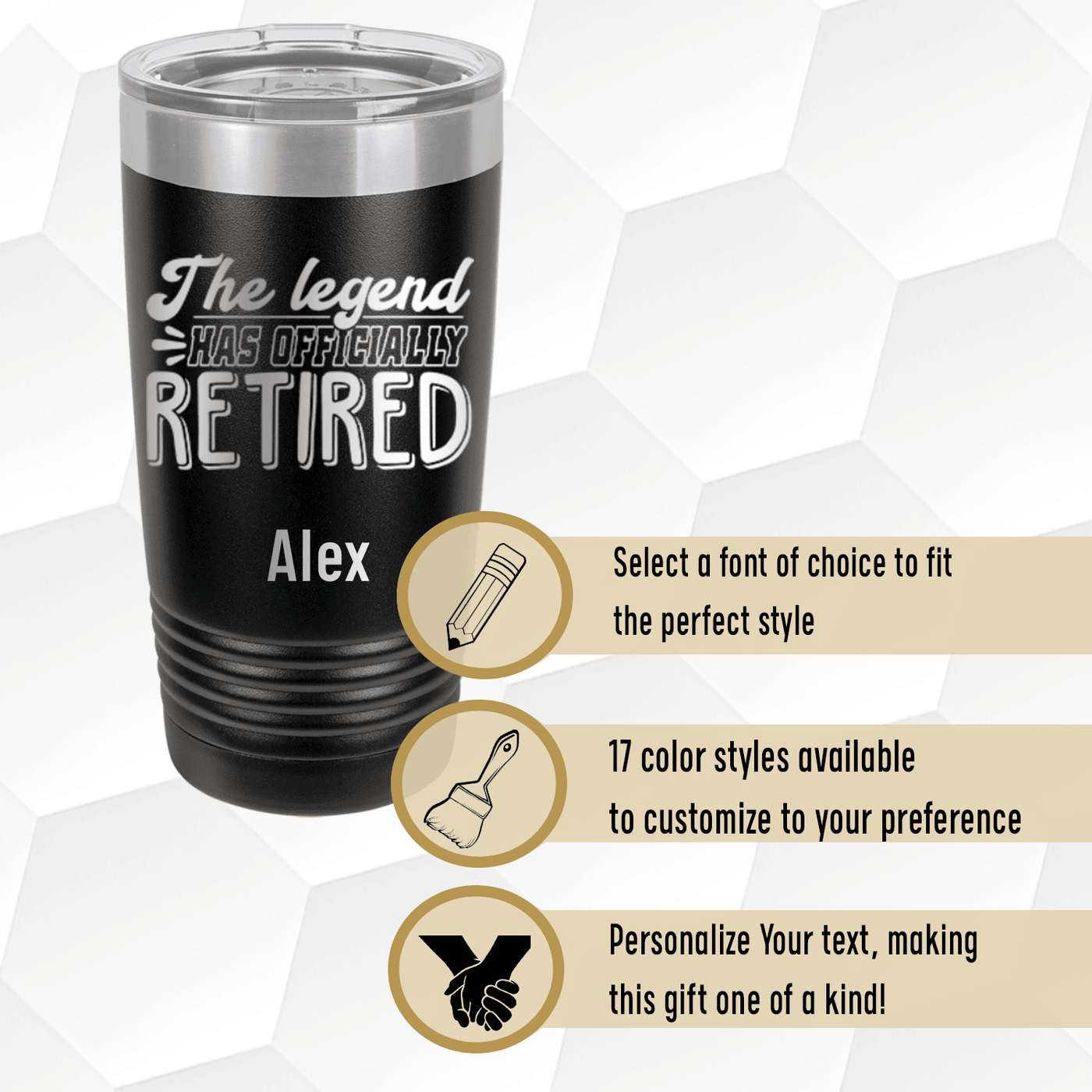 Retirement Tumbler With The Legend Has Retired Design - Groovy Guy Gifts