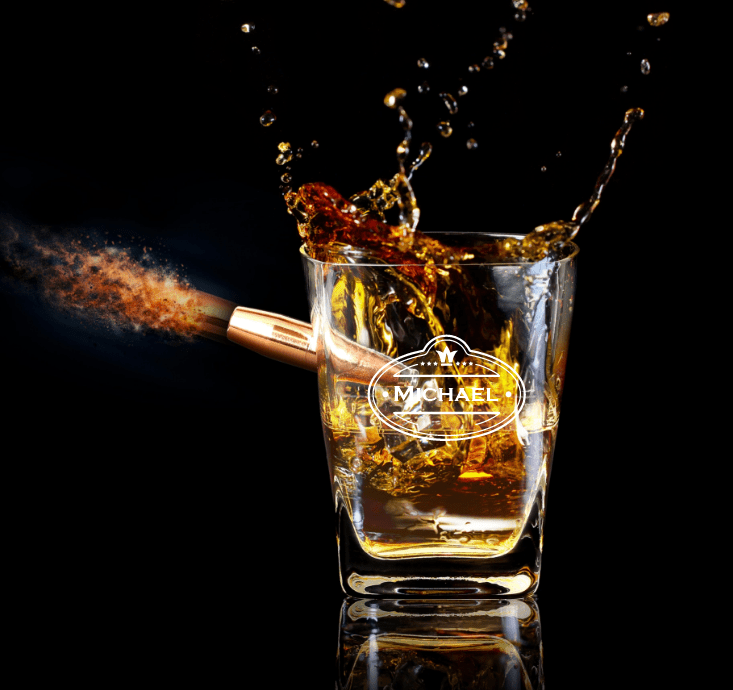 Personalized Bullet Whiskey Glass - Groovy Guy Gifts