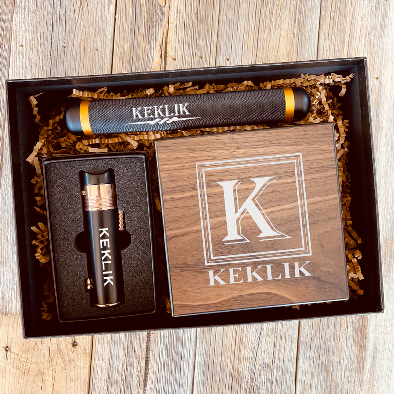 Personalized Cigar Gift Box Set with Custom Engraved Ashtray, Cigar ...