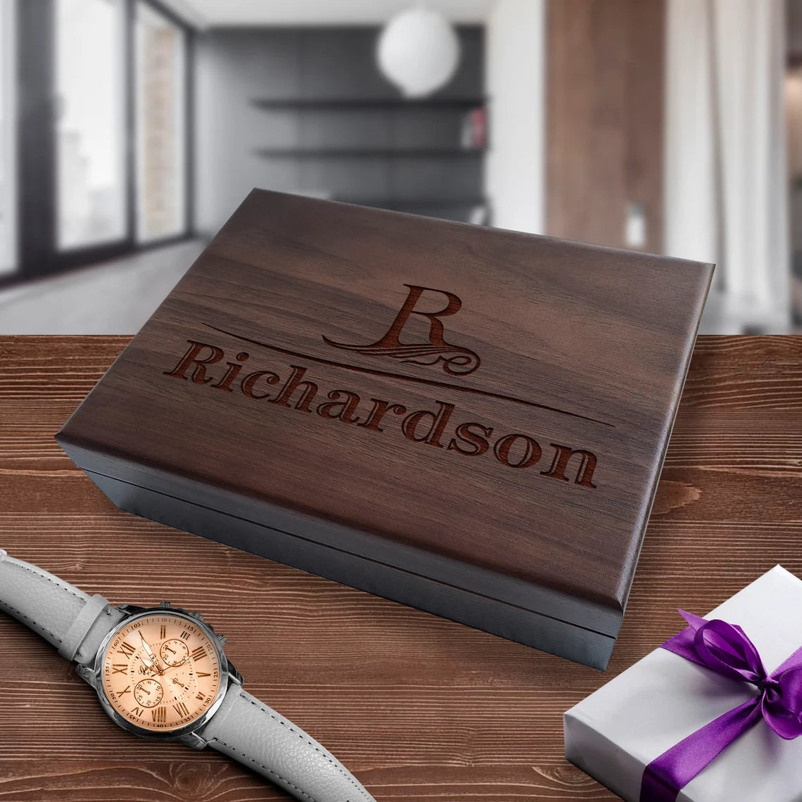 Personalized Walnut Gift Box - Groovy Guy Gifts